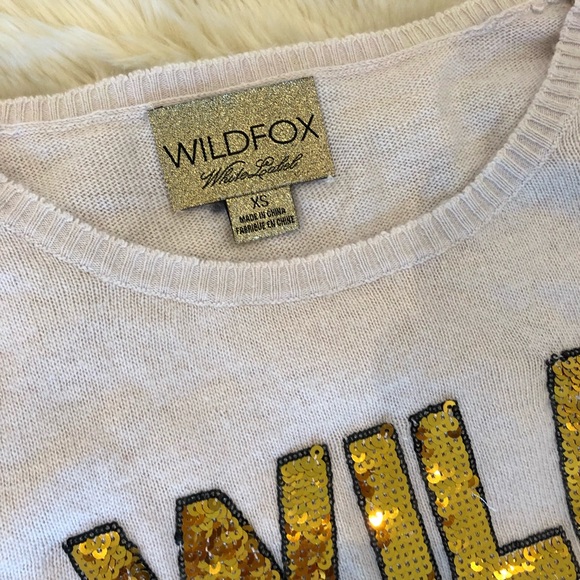 Wildfox | Sweaters | Wildfox Logo Gold Sequin Grey Sweater | Poshmark
